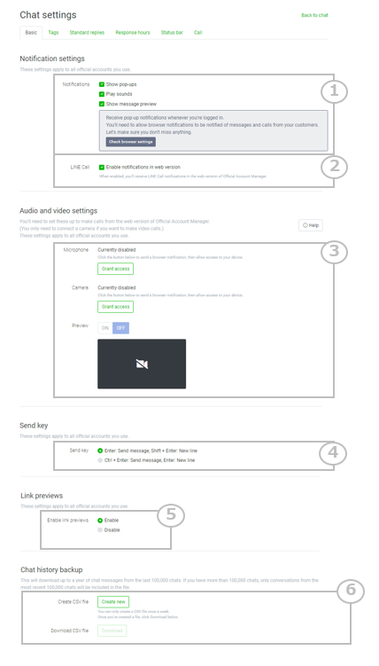 Chat settings | LINE for Business